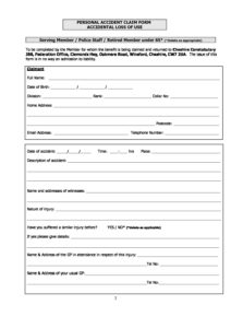 Loss of Use Claim Form – May 20 | Cheshire Police Federation